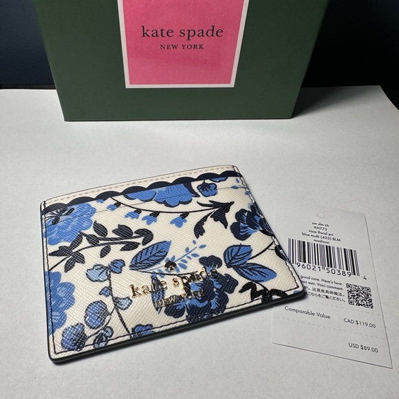 kate spade | Bags | Kate Spade Limited Edition Blue Floral Madison Card ...